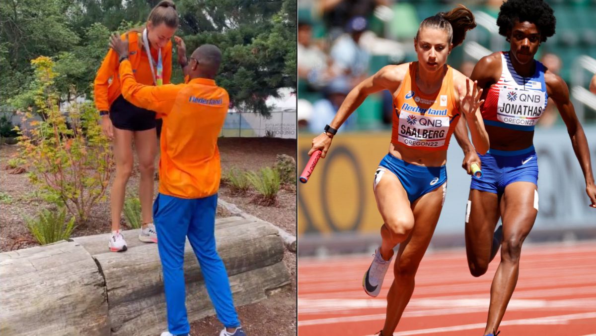 Mistrzostwa świata w lekkoatletyce. Eveline Saalberg dekorowana medalem ...