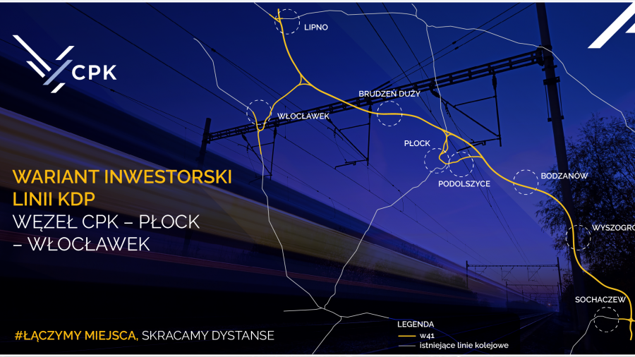 Wybrano wariant inwestorski linii kolejowej CPK Płock-Włocławek