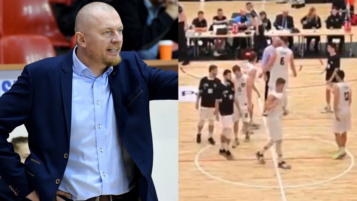 1. liga koszykówki. Trener Rafał Knap próbował trafić "z główki" Rafała ...